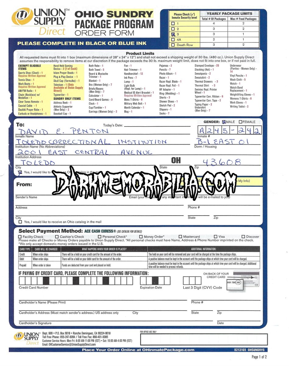 David Penton signed form (Original)