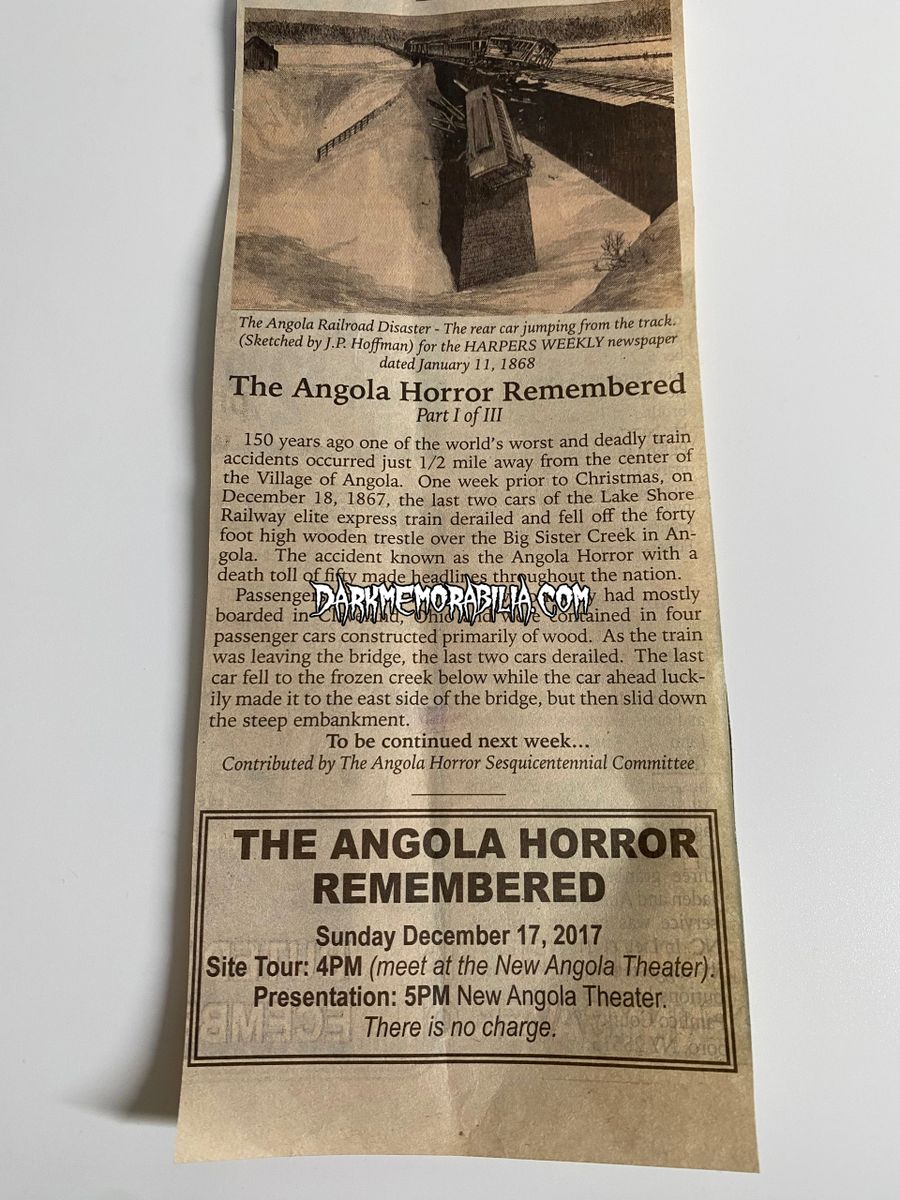 Angola Horror newspaper clipping (Original)