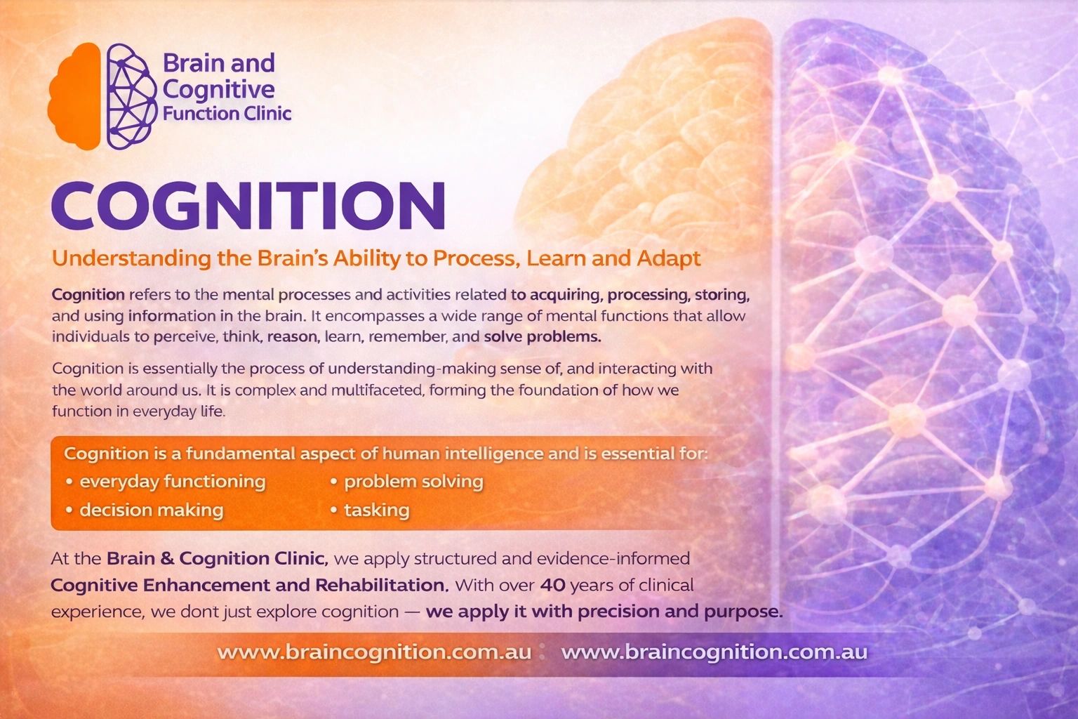 Brain and Cognitive Function Clinic - Cognitive Health Solutions