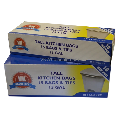 Value Key Bags/13 GAL Extra Strength Tall Kitchen Trash Bags - 15 Bags