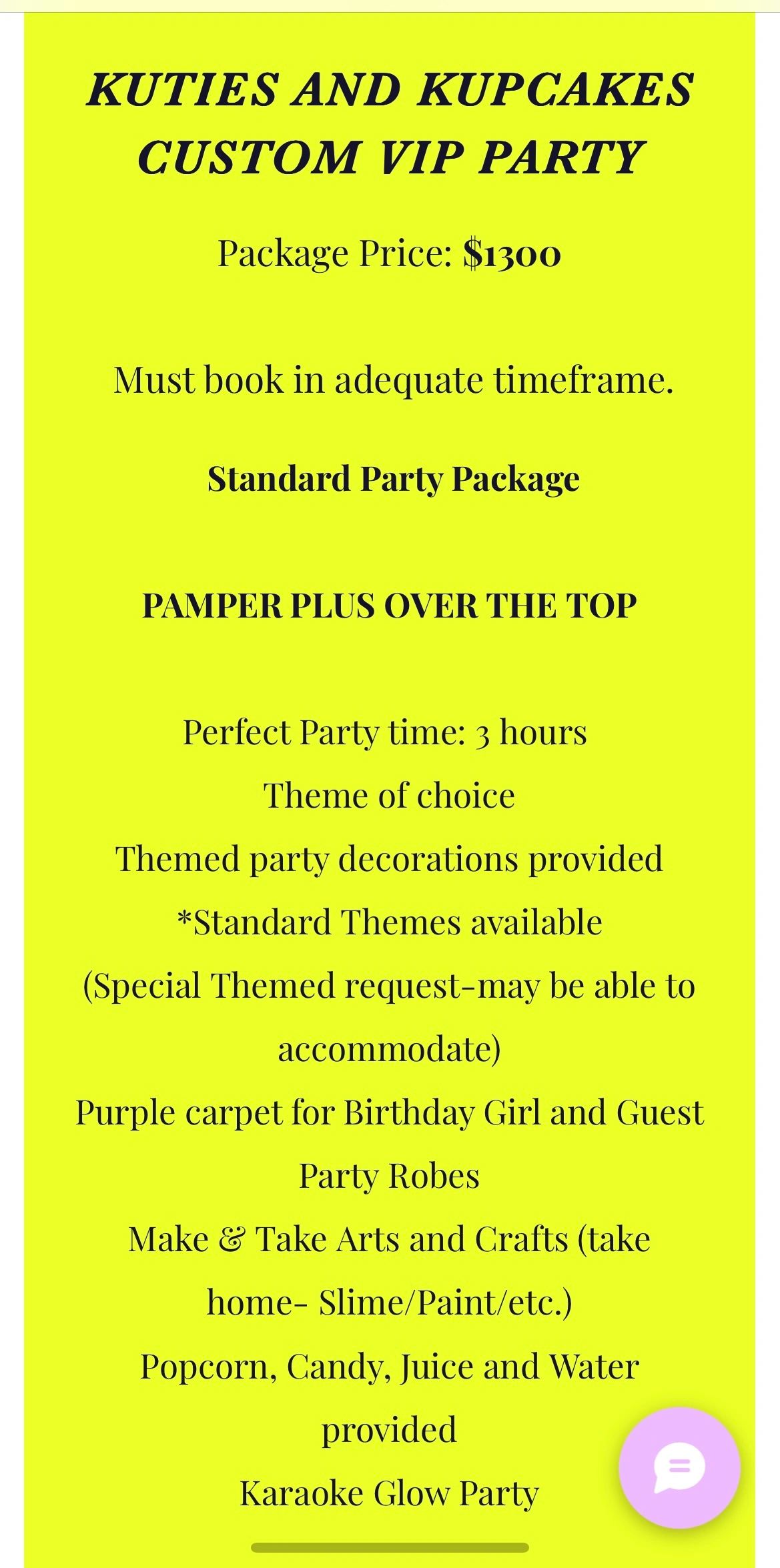 Custom VIP Party Package