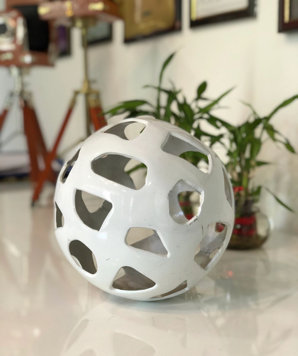 White Ball Set Of 2, For Home Decor