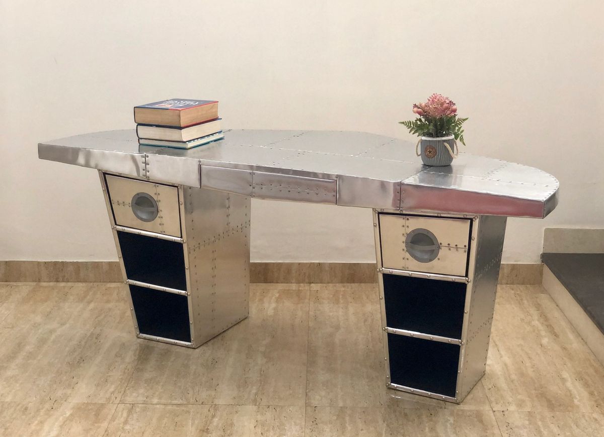 Aviator Wing Desk Wing Shaped Aluminium Desk Home Office Decor Furniture