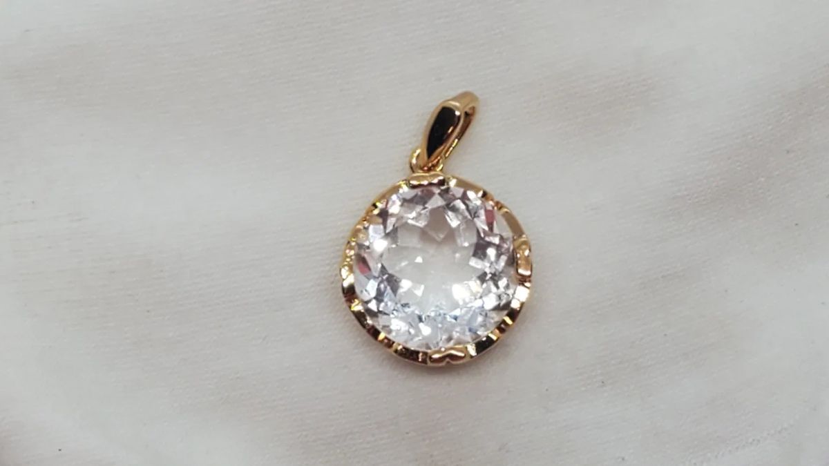 Faceted Herkimer Diamond quartz crystal pendant