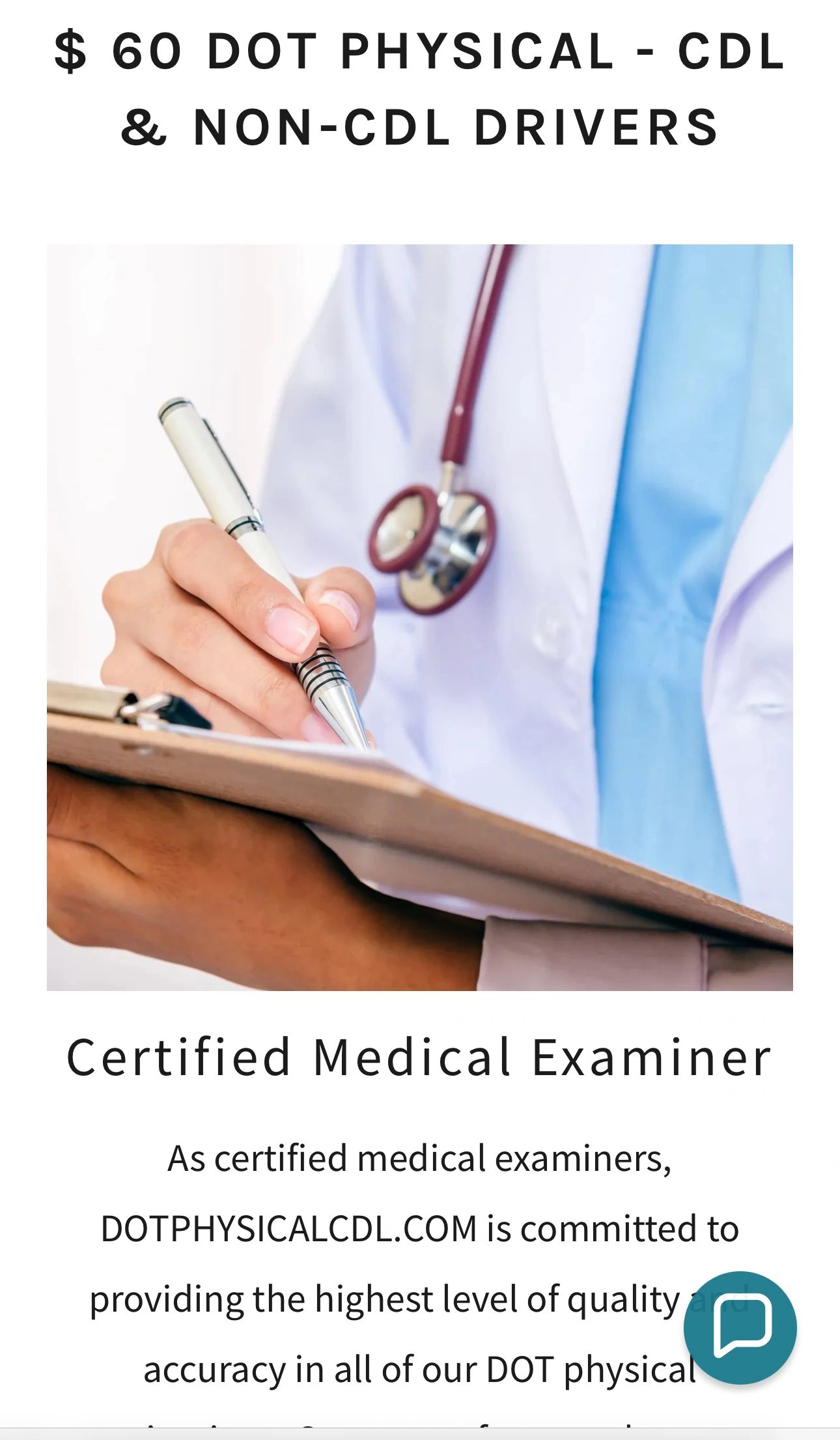 $60 DOT Physical Exam