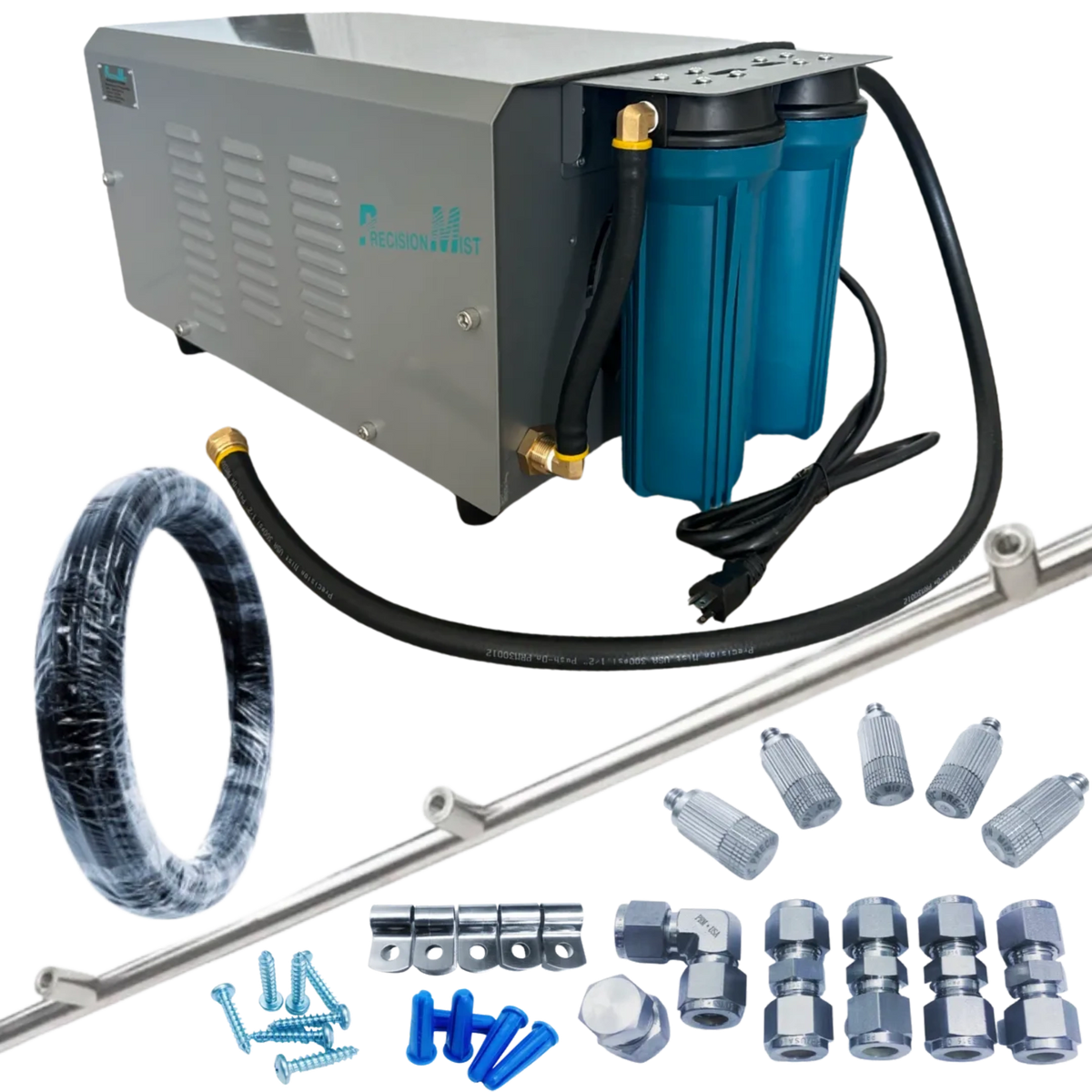 24FT Stainless Steel Misting Kit 12 Nozzle 1/2 GPM Direct Drive- ENCLOSED