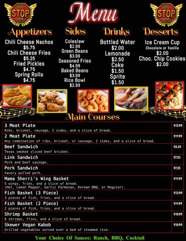 Menus | Da 1 Stop Shop