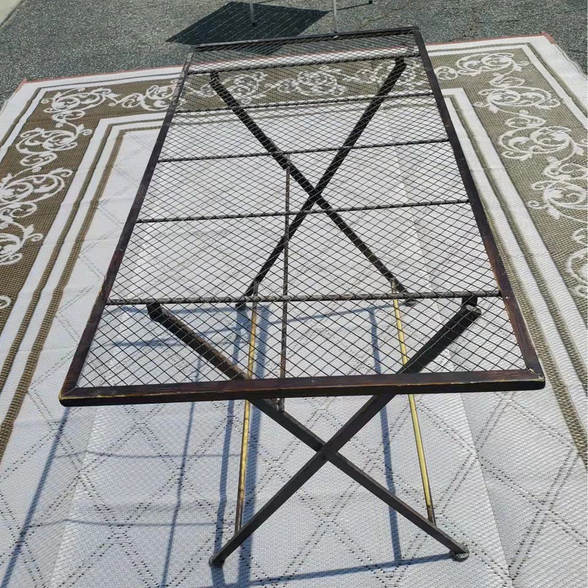 Protable Metal Mesh Folding Camping Table Rectangular / Square