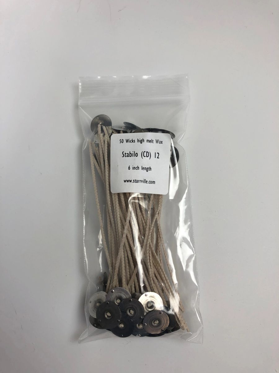 CD 12 (Stabilo) Candle Wicks (6" tall) Bag of 200
