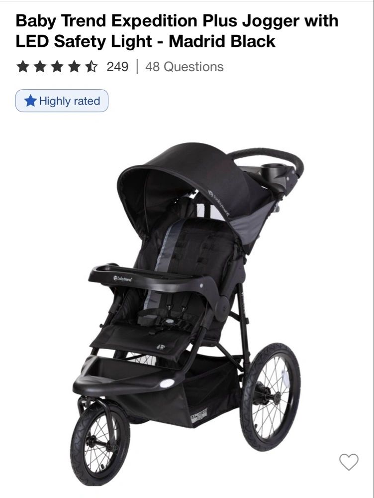 Baby Trend Expedition Plus Jogger with LED Safety Light - Madrid Black