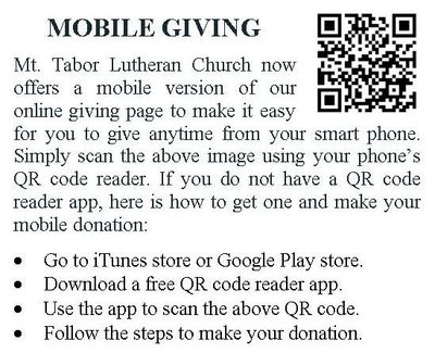 Online Giving | Mt. Tabor Lutheran Church