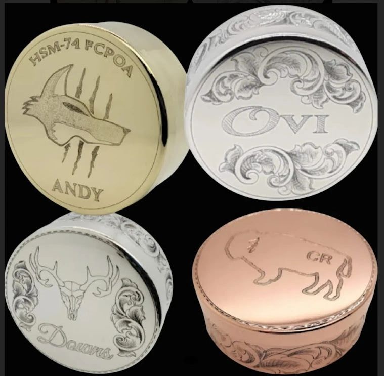Custom Hand-Engraved Dip Can and Lid Set