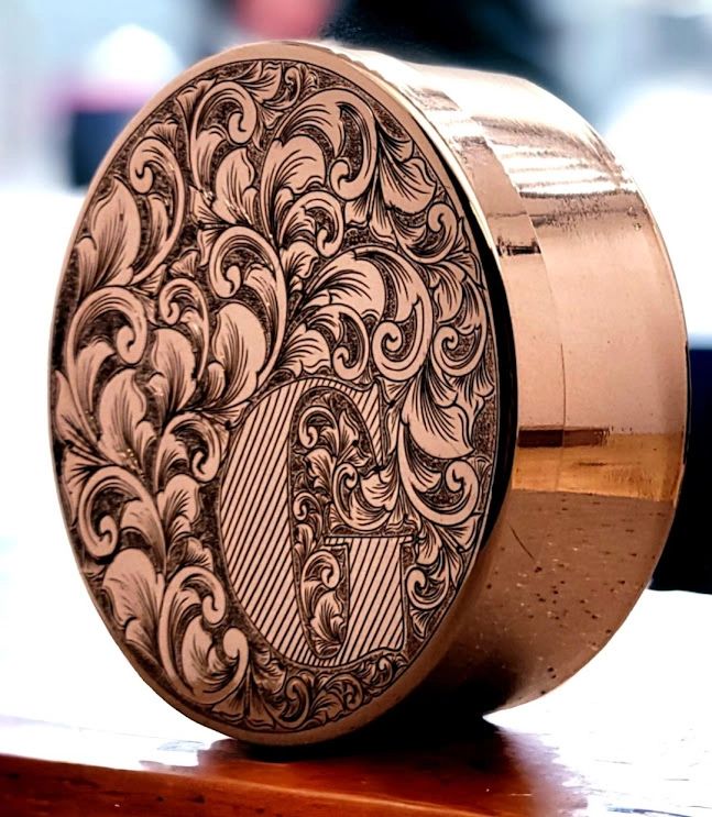 Dip Can and Lid Set, Fully Engraved Lid and Initial