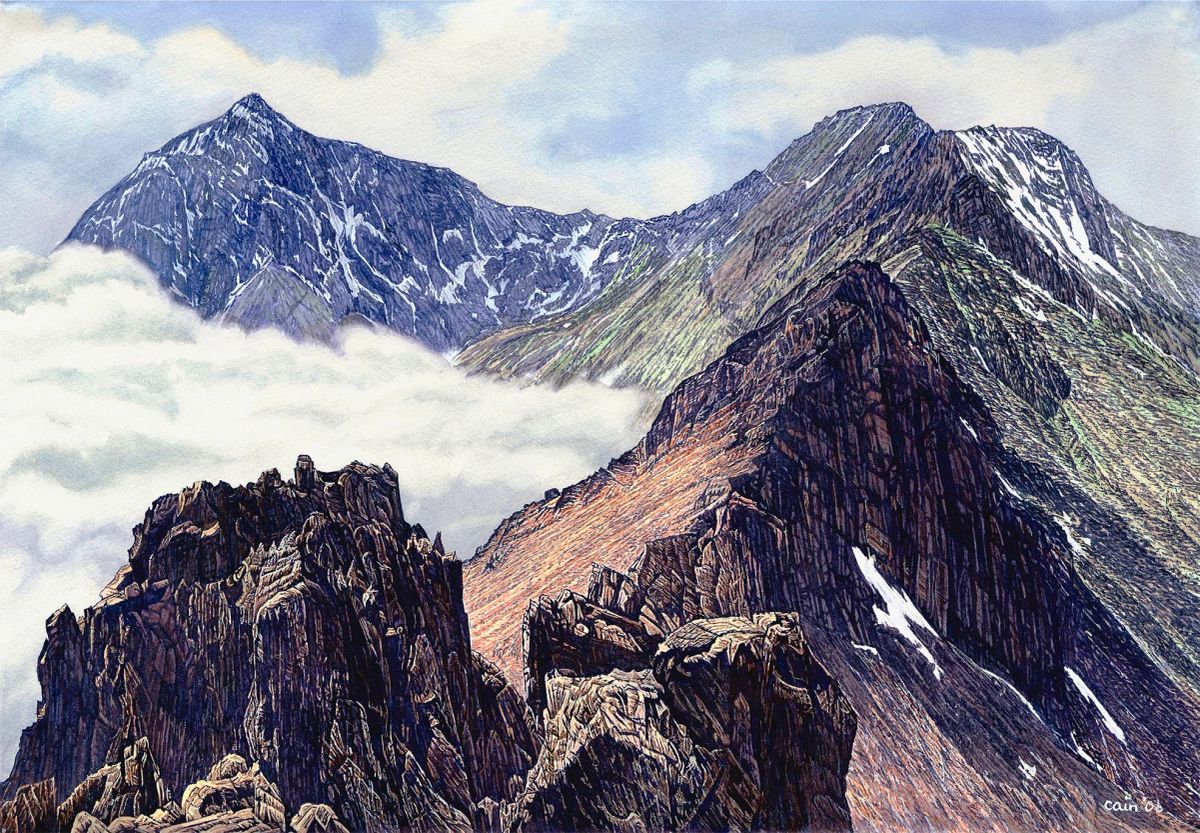 Snowdon from Crib Goch A4 print