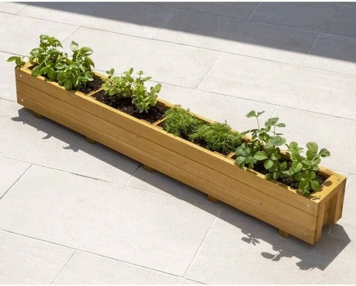 Wood Slim Herb Planters Colour Natural