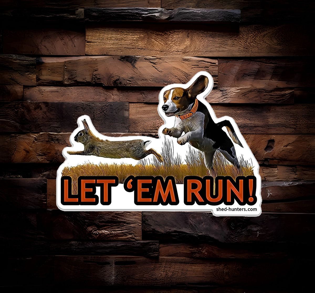 Rabbit Hunter Beagle Sticker Let Em Run