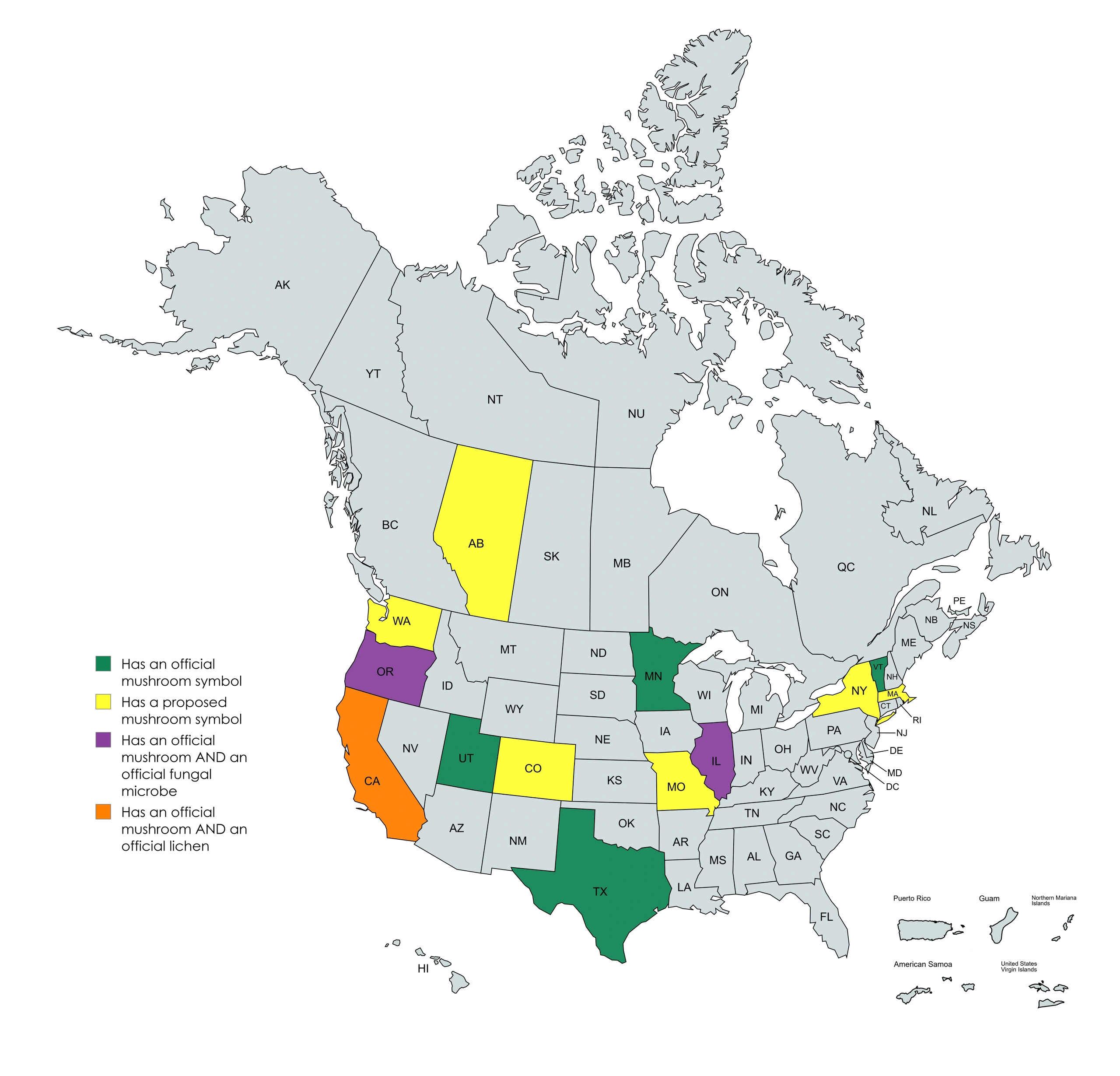 A brief timeline of fungal symbols in North America