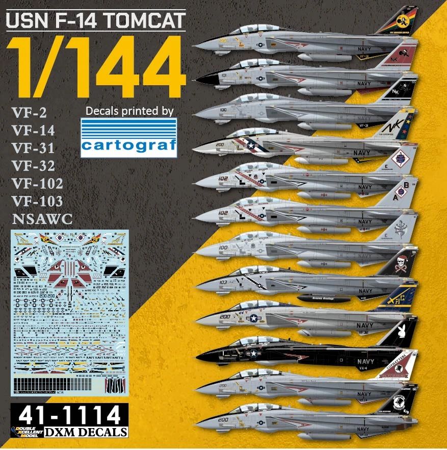 1/144 USN F-14A/B/D Tomcat VF-2/14/31/32/102/103/NSAWC 12 schemes ...