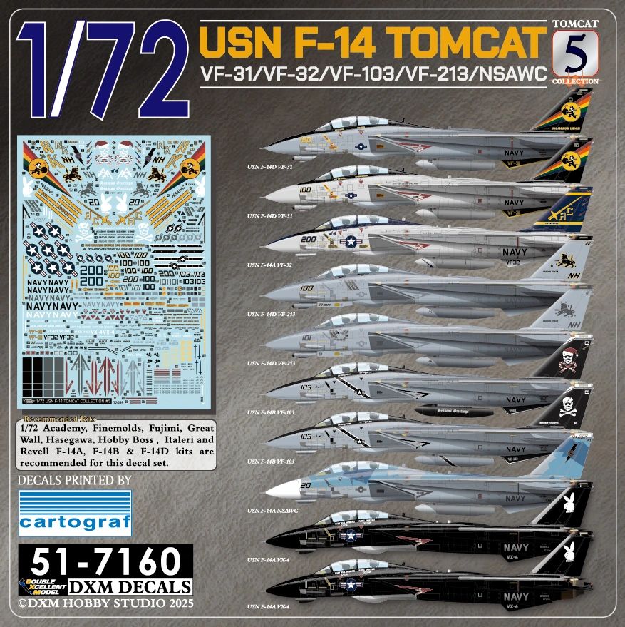 1/72 USN F-14A/B/D VF-31/32/103/213/NSAWC TOMCAT COLLECTION #5