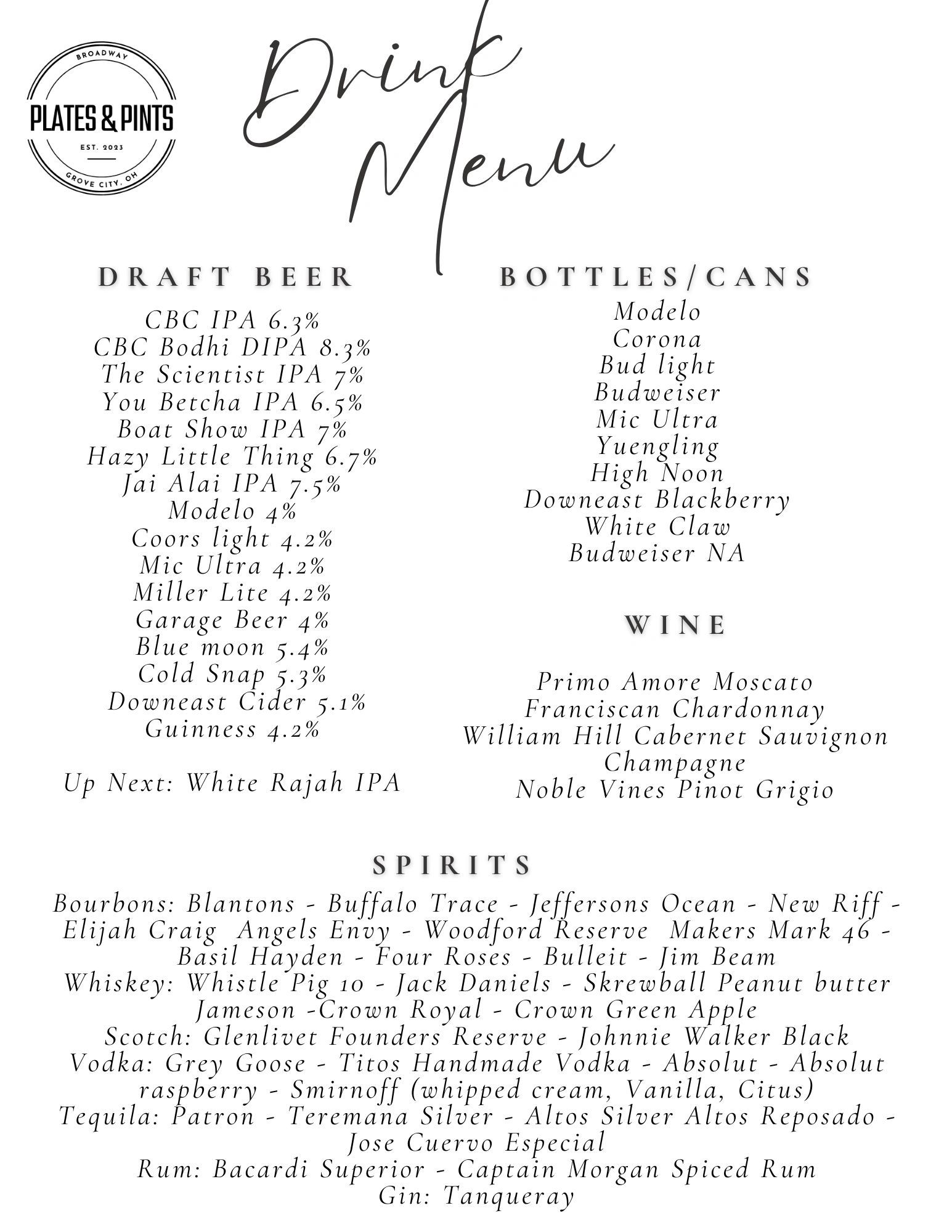 Drink Menu