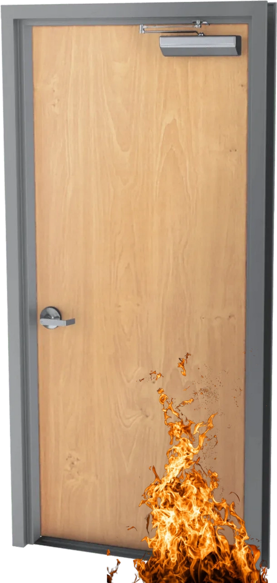 Fire Rated Solid Core Commercial Wooden Door and Metal Frame - UL90