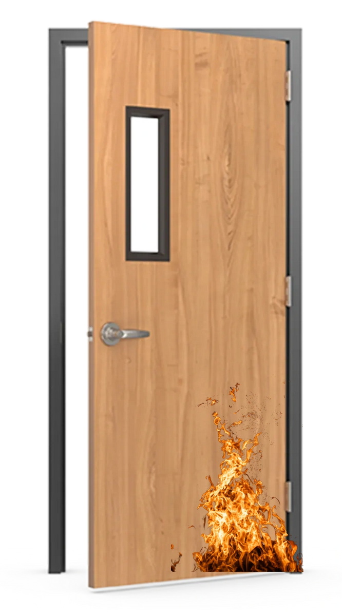 Fire Rated Solid Core Commercial Wooden Door and Metal Frame - UL90