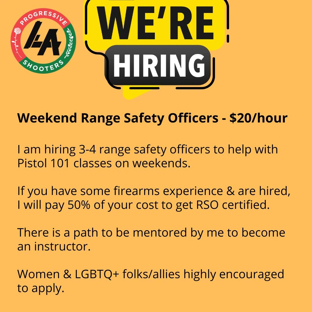 We're Hiring! Range safety officers for weekend classes