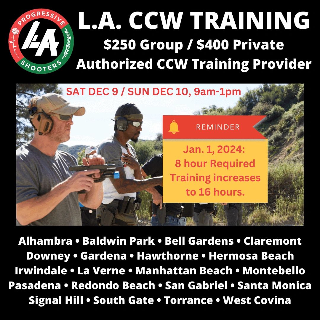 Jan 1, 2024: 8 hr required CCW training increases to 16 hrs!