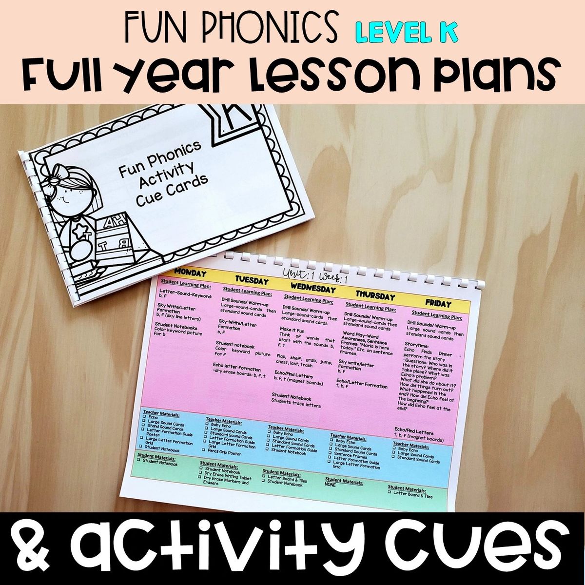 FUN Phonics LEVEL K Full Year lesson plans and Activities ~ Print and Go