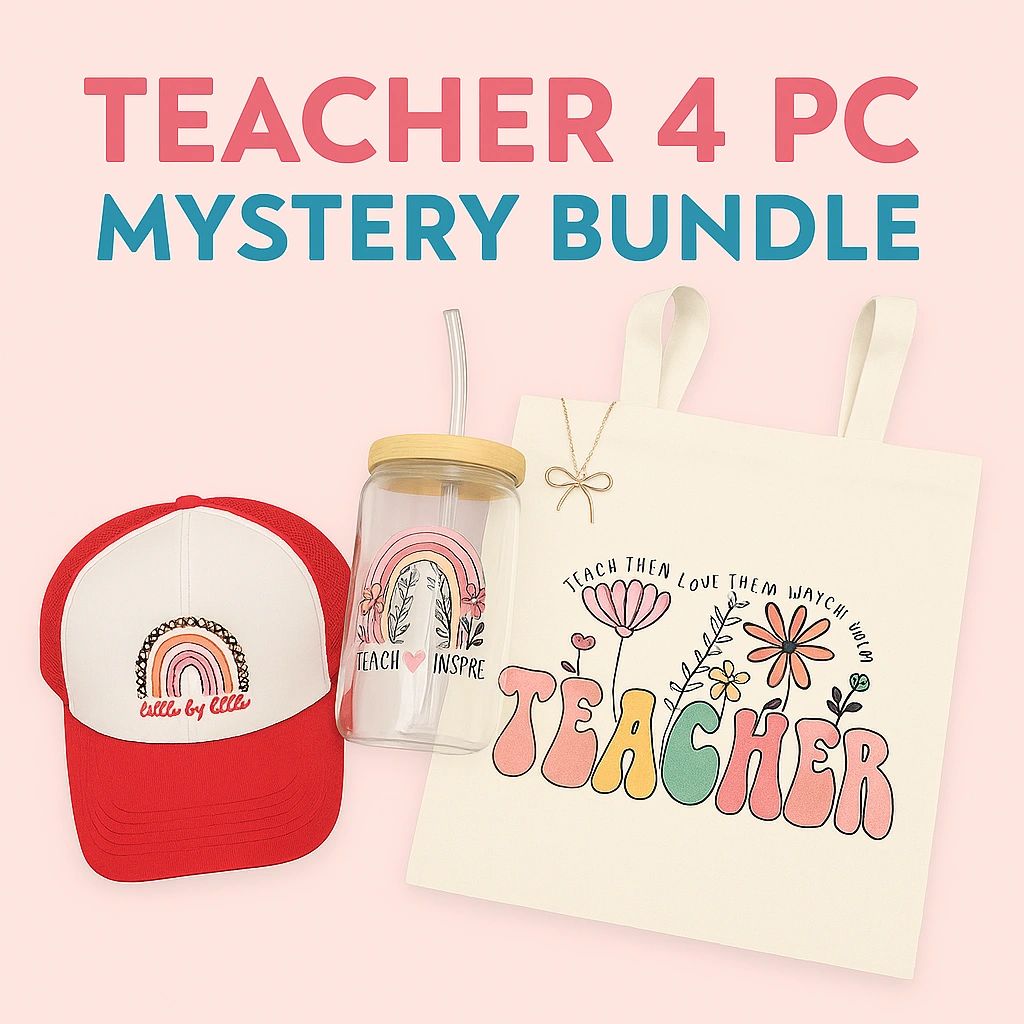 Teacher Mystery Bundle Box- Teacher Hat, Cup, Bag, and Accessory