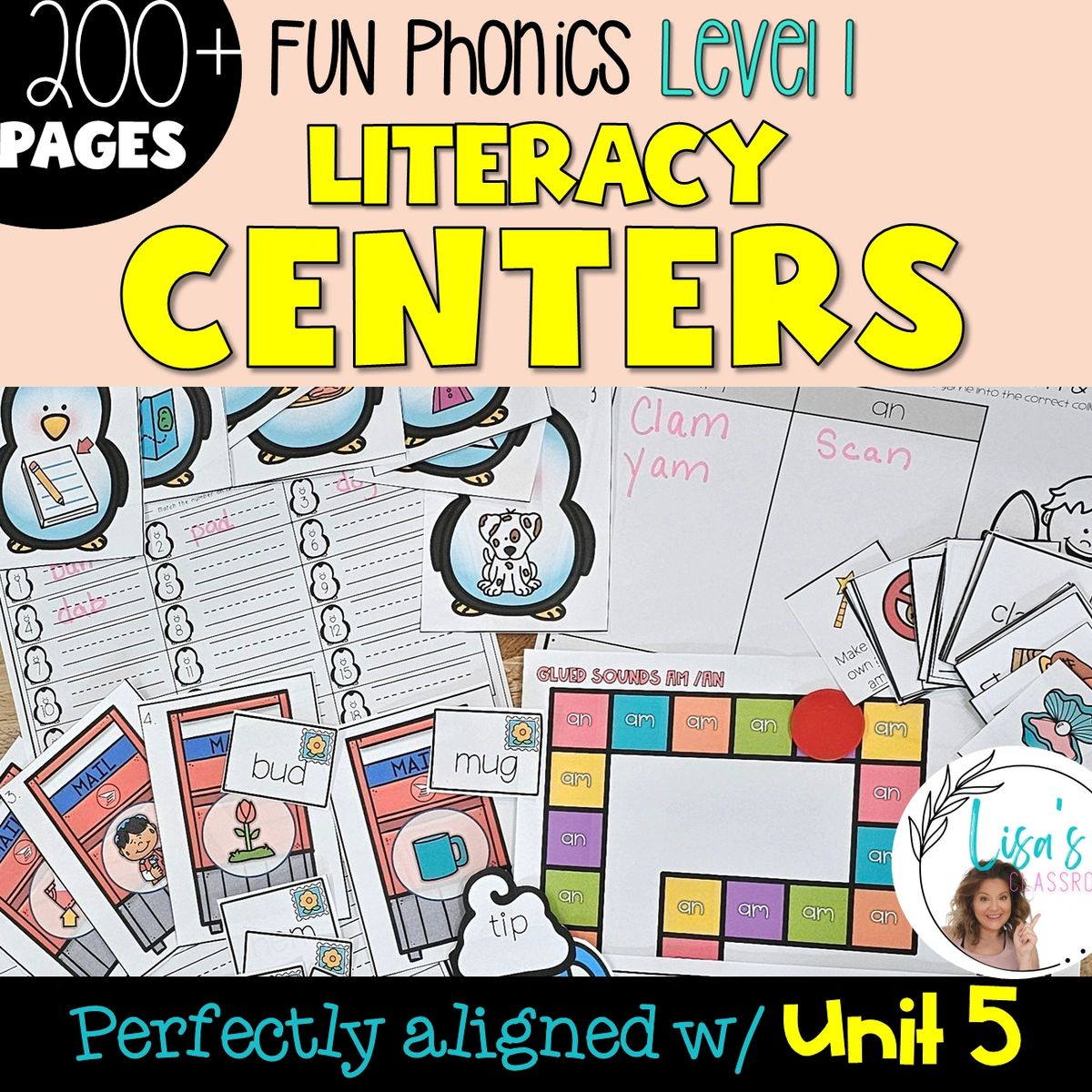 Fun Phonics LEVEL 1 Unit 5 Guided Centers, Center Work, Printable ...