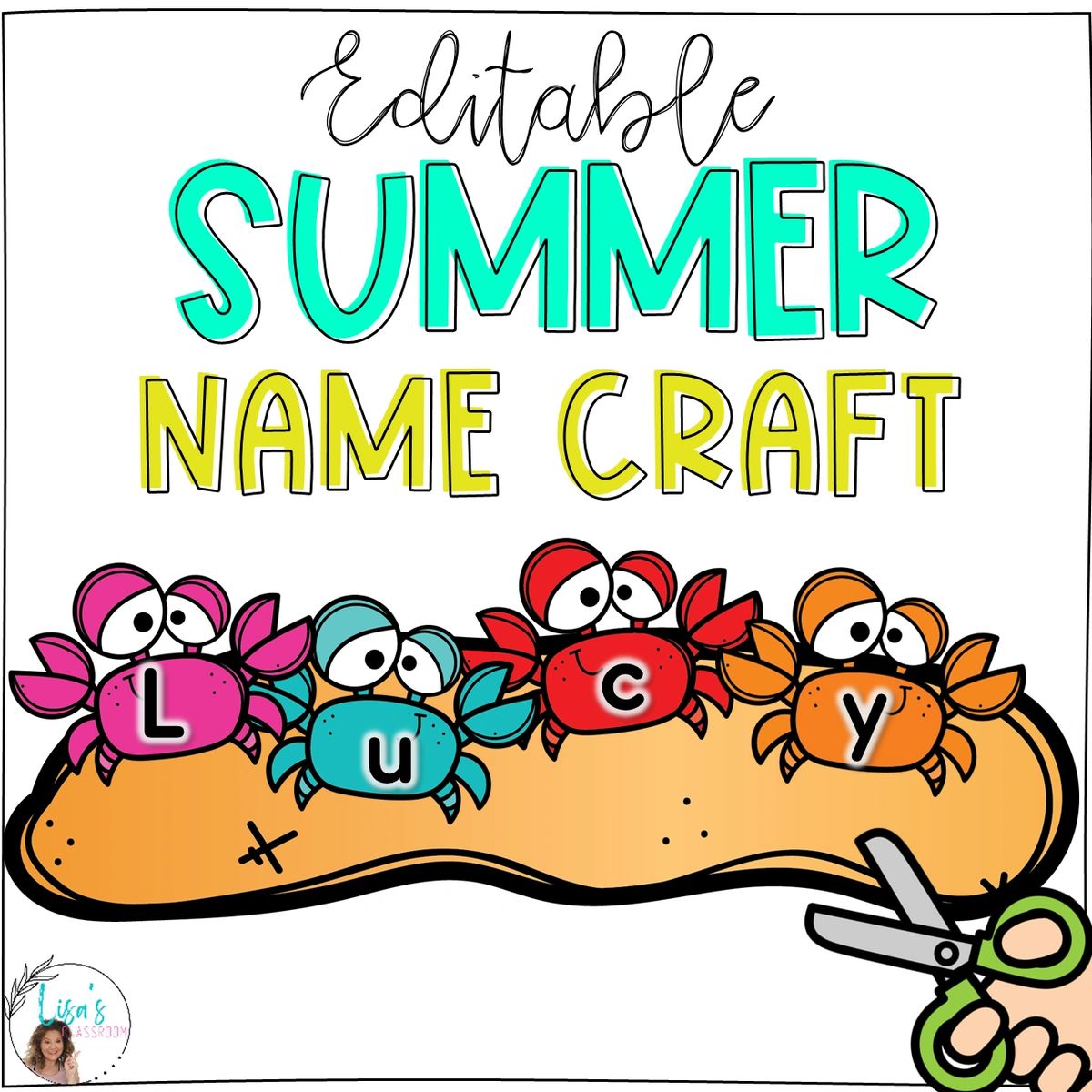 Editable Summer Crabs Name Craft | Beach Bulletin Board Activity| PreK ...