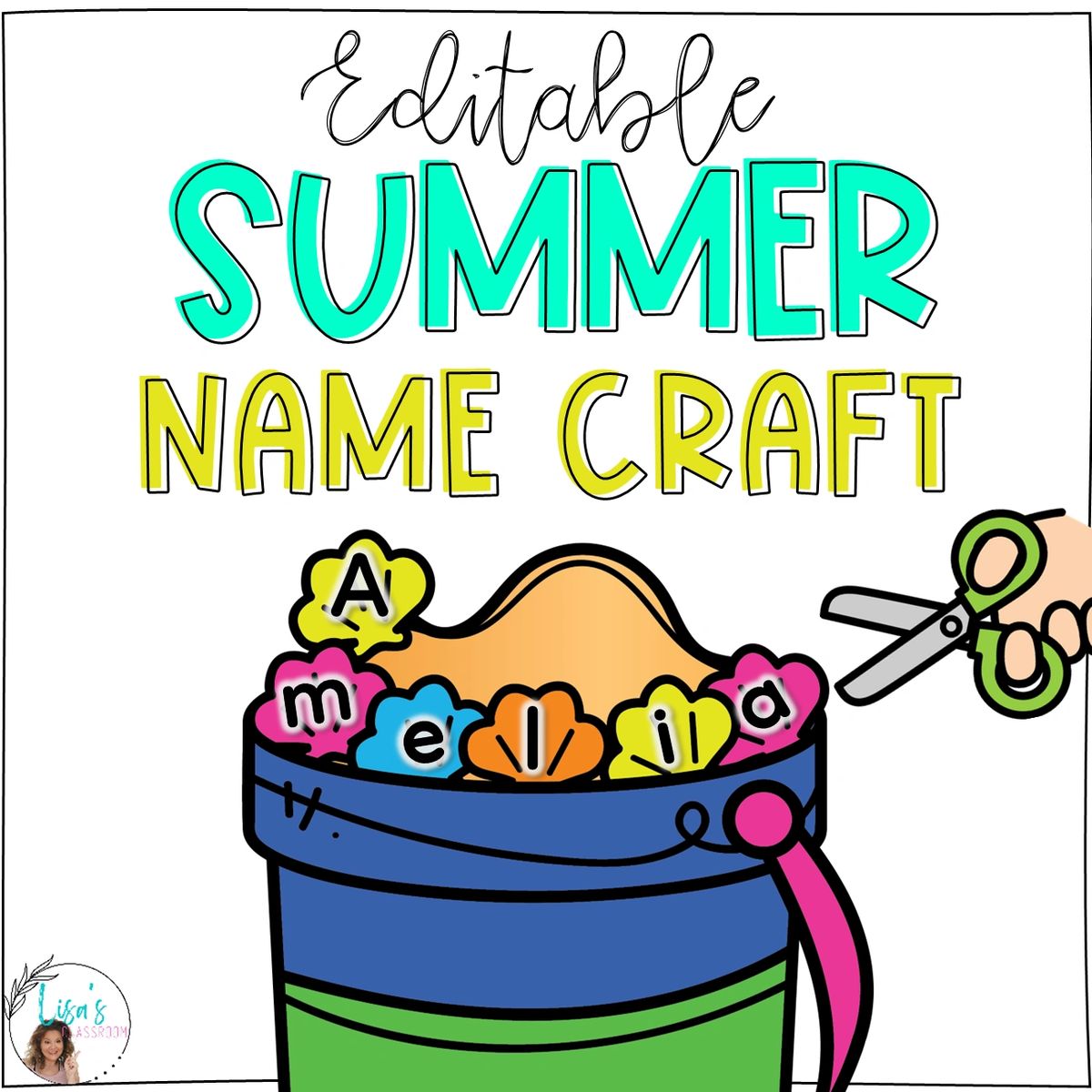 Editable Summer Sand Pail Name Craft | Beach-Themed Bulletin Board ...