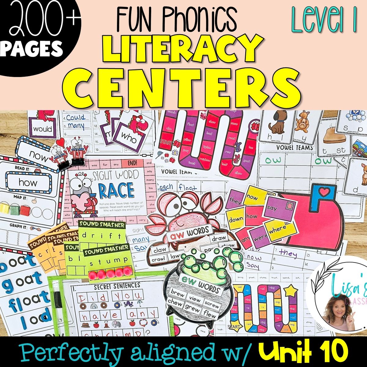 Fun Phonics LEVEL 1 Unit 10 Guided Centers, Center Work, Printable ...