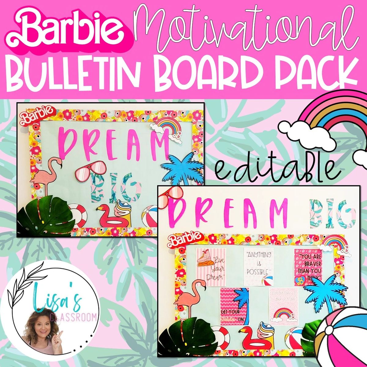 Barbie 90s Style Motivational Inspirational Bulletin Board Letters and ...