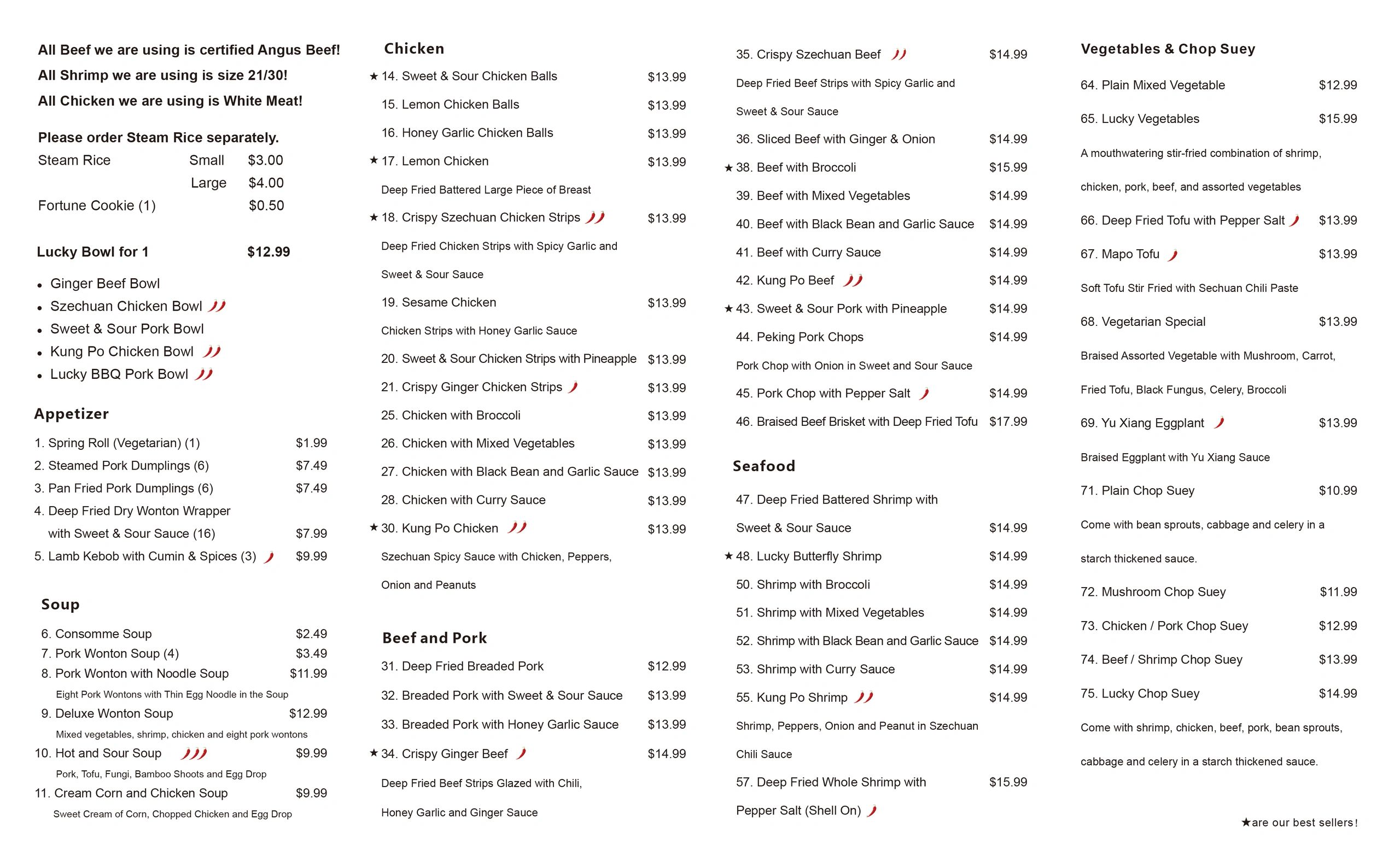 Take Out Menu | lucky duck