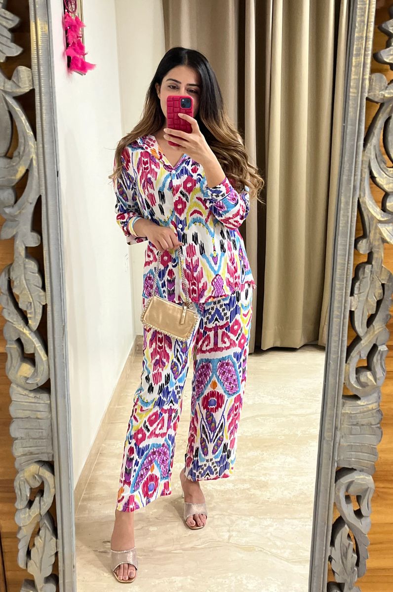 Steph color fusion co-ord set (Purply tones)