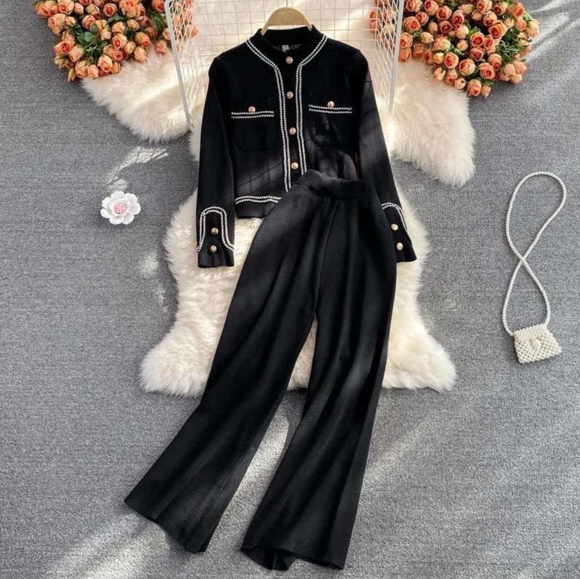 Sierra knit co-ord set (Black)