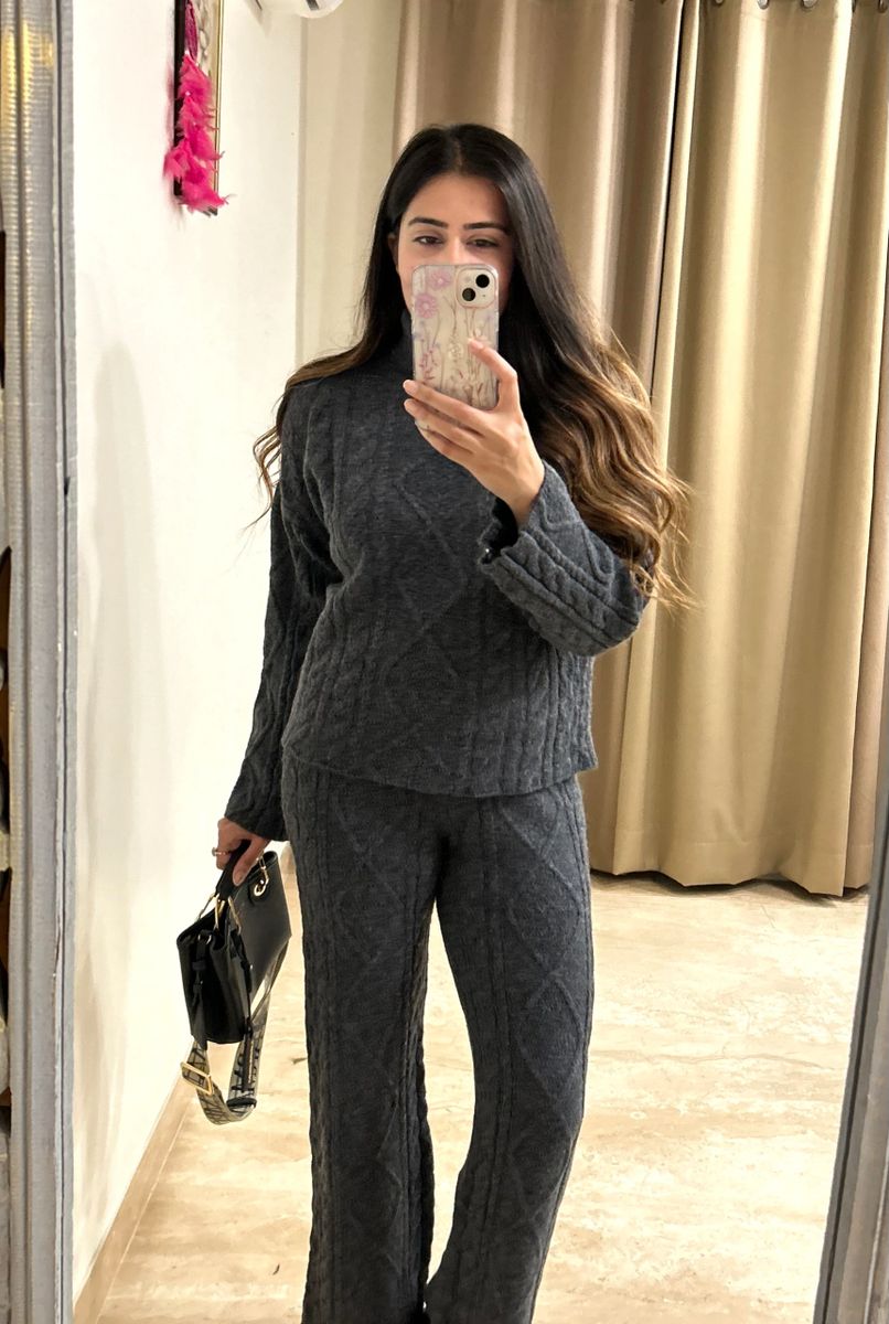 Sesha warm knit coord set (Dark grey)