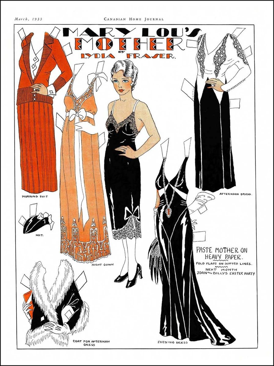 2640- Lydia Fraser "Mother" Restored March 1933 Magazine Paper Doll
