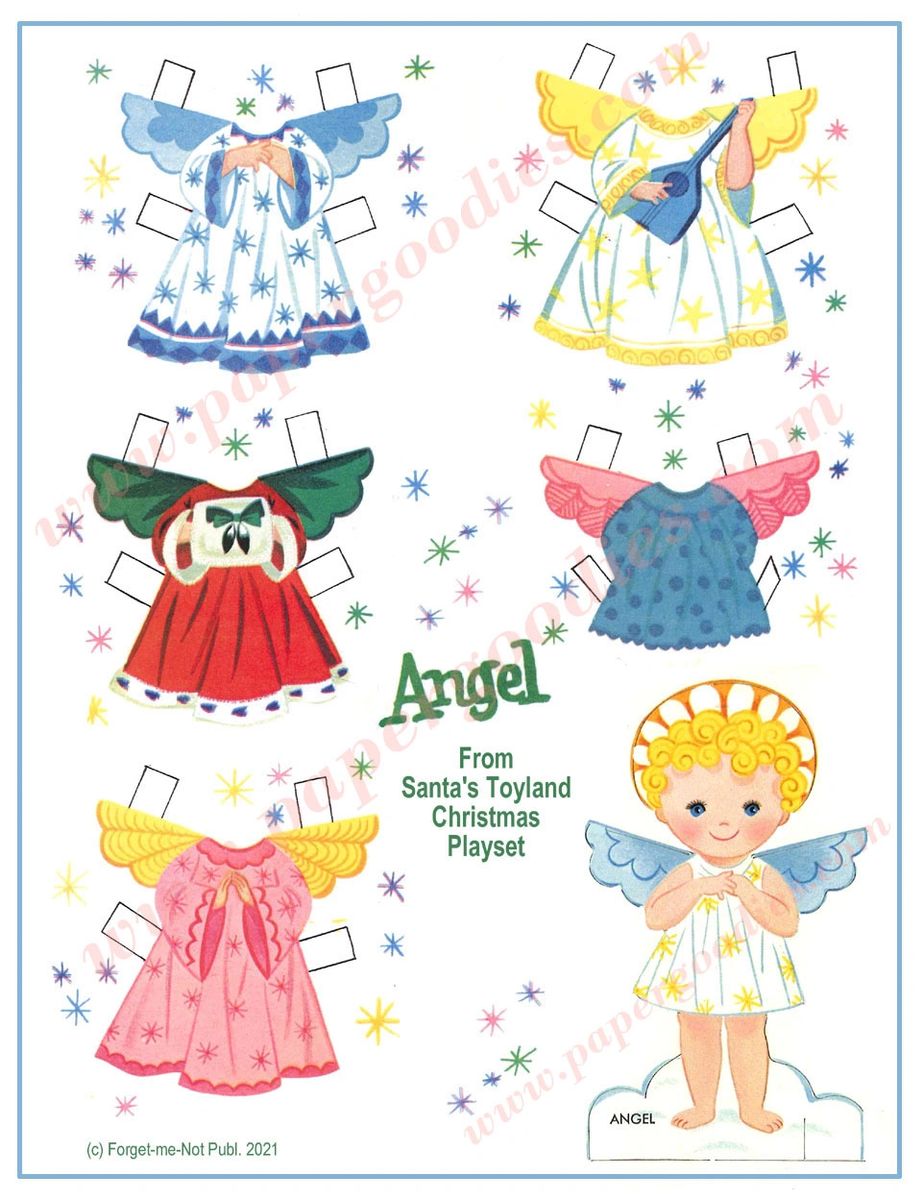 2954- Cute Christmas Angel Paper Doll, from 1963 Playbook