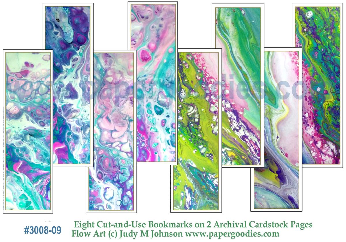 3008-09: EIGHT Bookmarks of Judy's Flow Art - BlueHeavenly Lace, Cotton ...