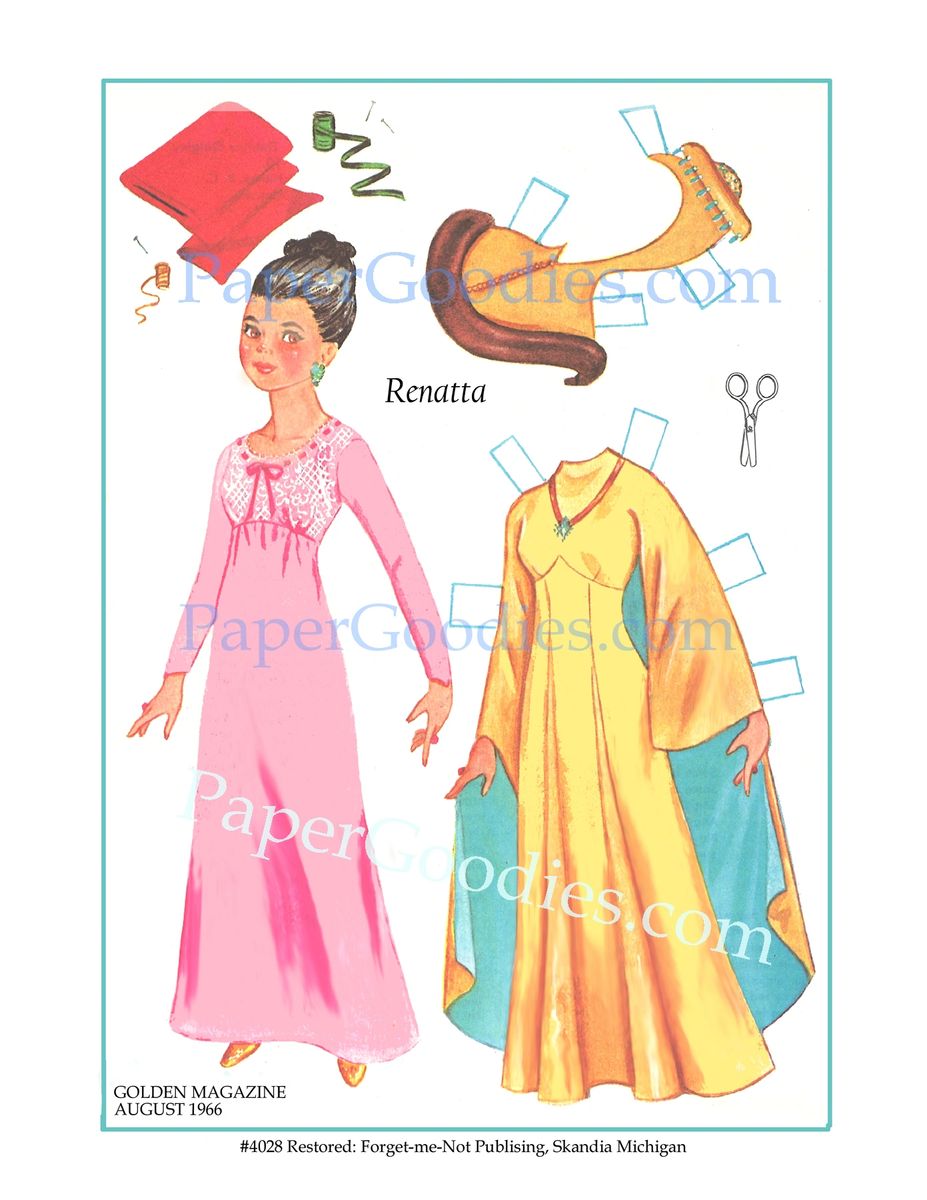 4028- Renatta, Restored 1966 Golden Magazine Paper Doll