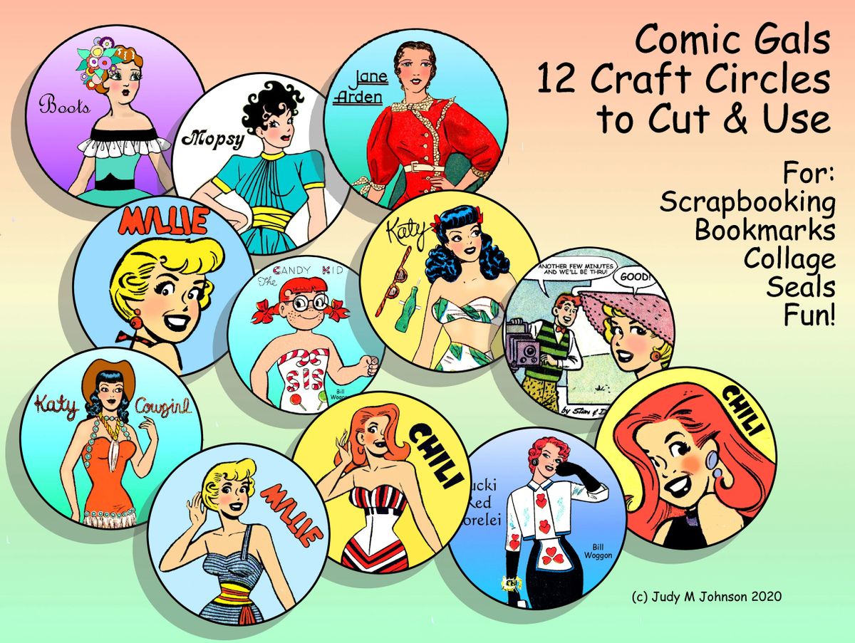 3080- COMIC GALS, 12 Craft Circles to Cut-and-Use