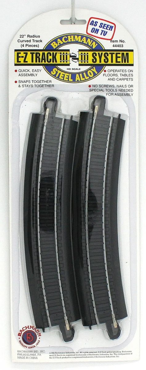 22" radius curved track, black - Bachmann