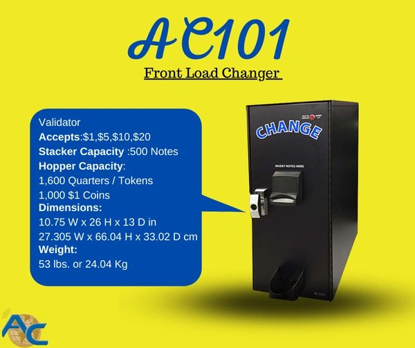 AC101 Front Load Banknote Changer For Foreign Currency Acceptance