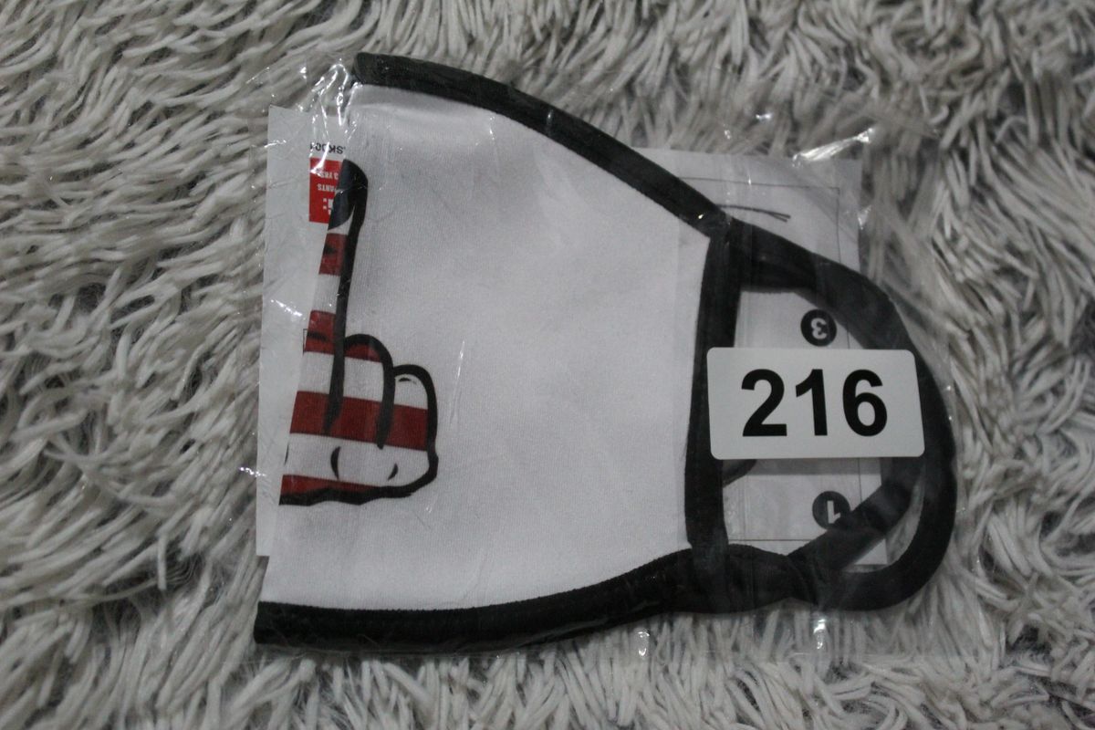 Mask, middle finger with American flag