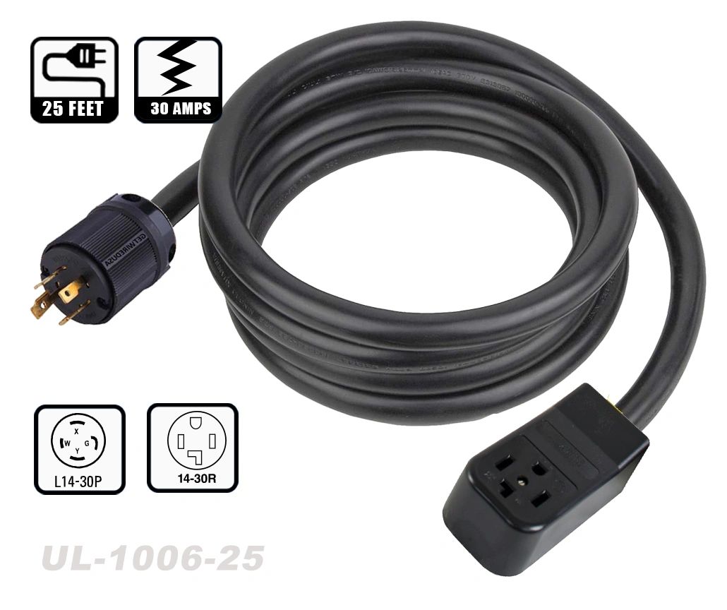 25ft Twist Lock L14-30P 30 Amp Generator Cable to NEMA 14-30R ...