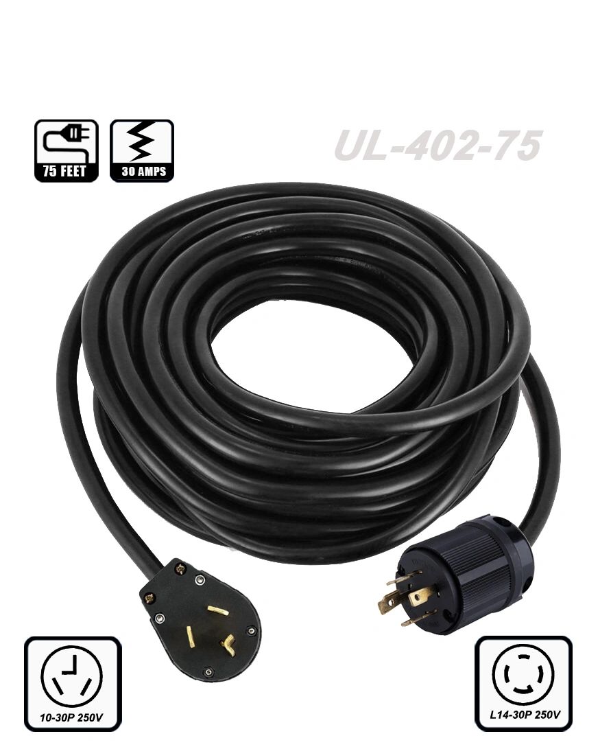 10-30P Plug to L14-30P 75 ft long generator jumper cable extension cord ...