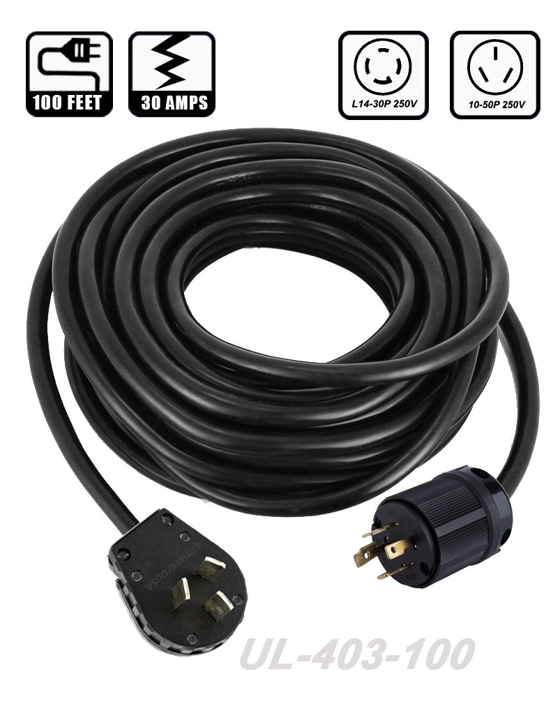 100-50 foot long Emergency Jumper Cable for Portable Generator 10-50P ...